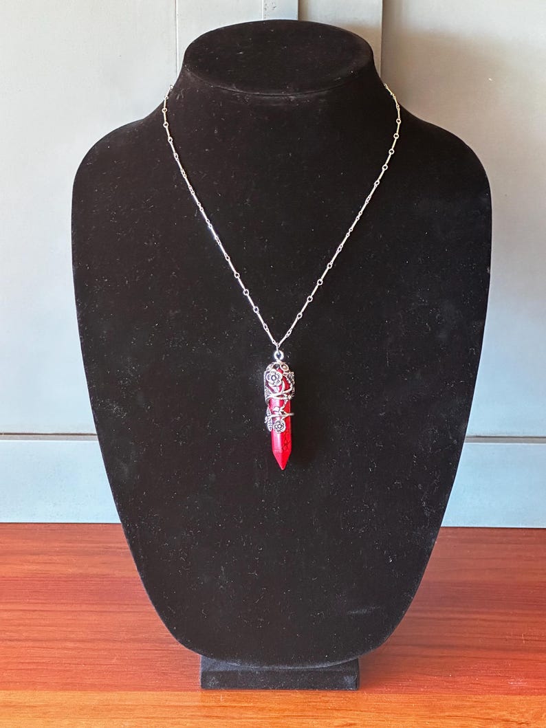 Red Encassed Crystal Necklace - Etsy