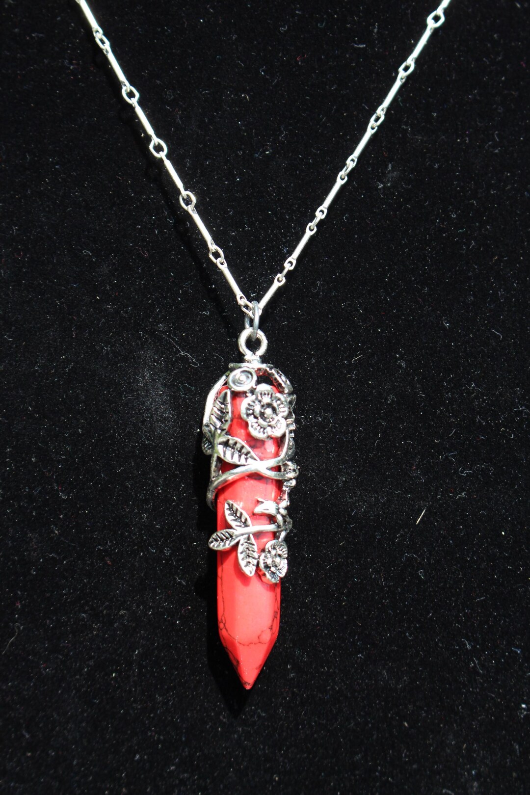 Red Encassed Crystal Necklace - Etsy