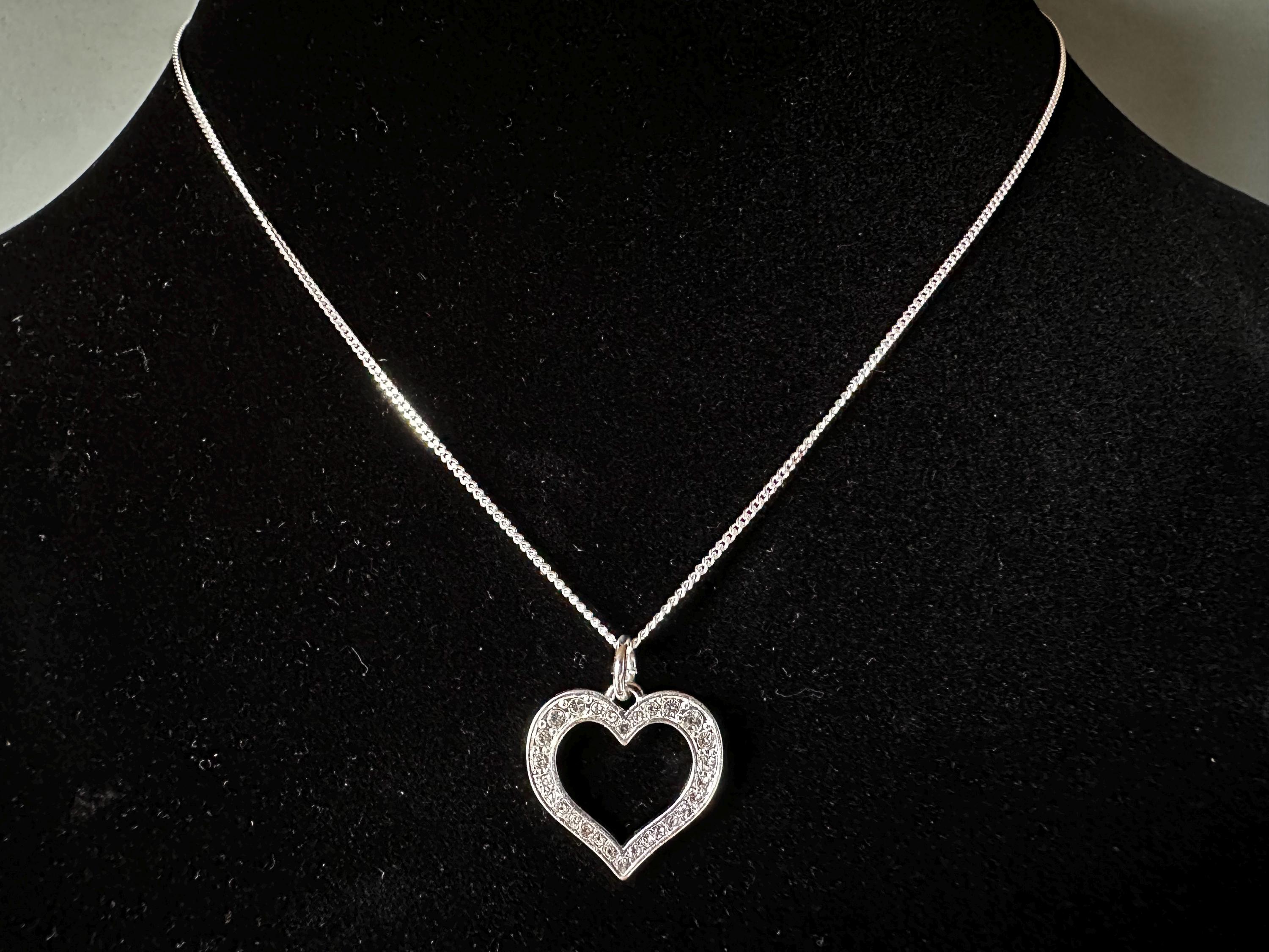 Silver, Crystal Heart Necklace - Etsy
