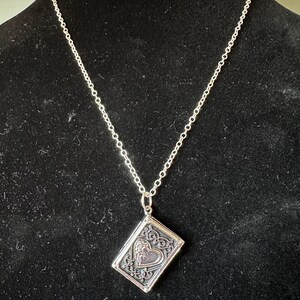 Silver, Book Heart Locket Necklace - Etsy