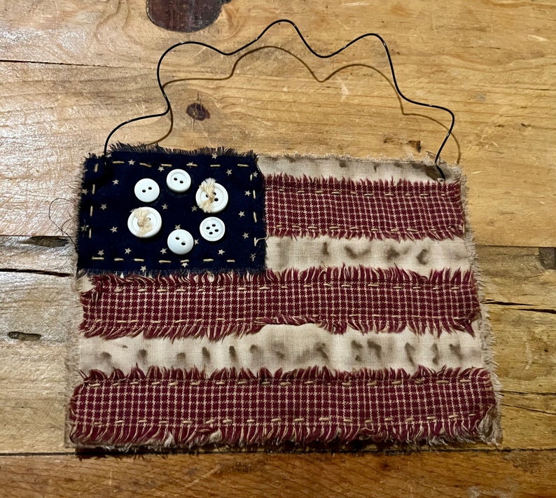 American Flag Cotton Fabric Hand Stiched - Etsy