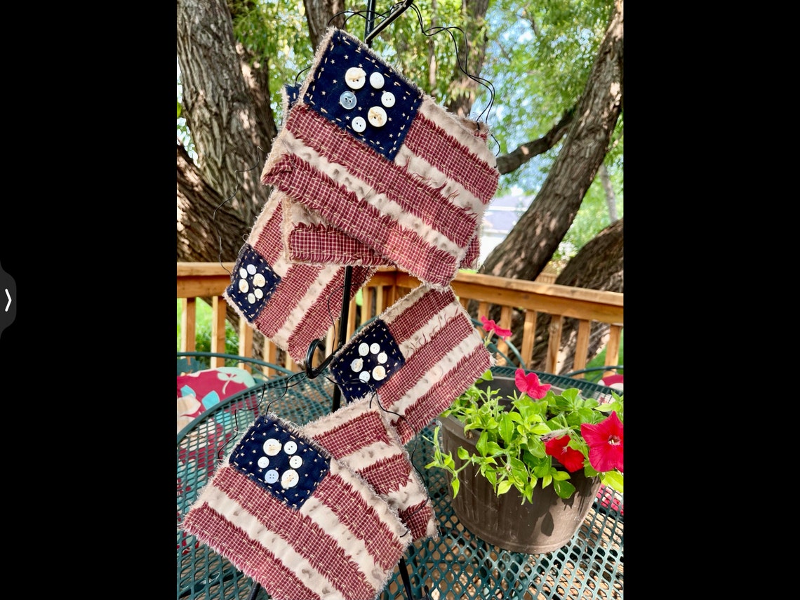 American Flag Cotton Fabric Hand Stiched - Etsy