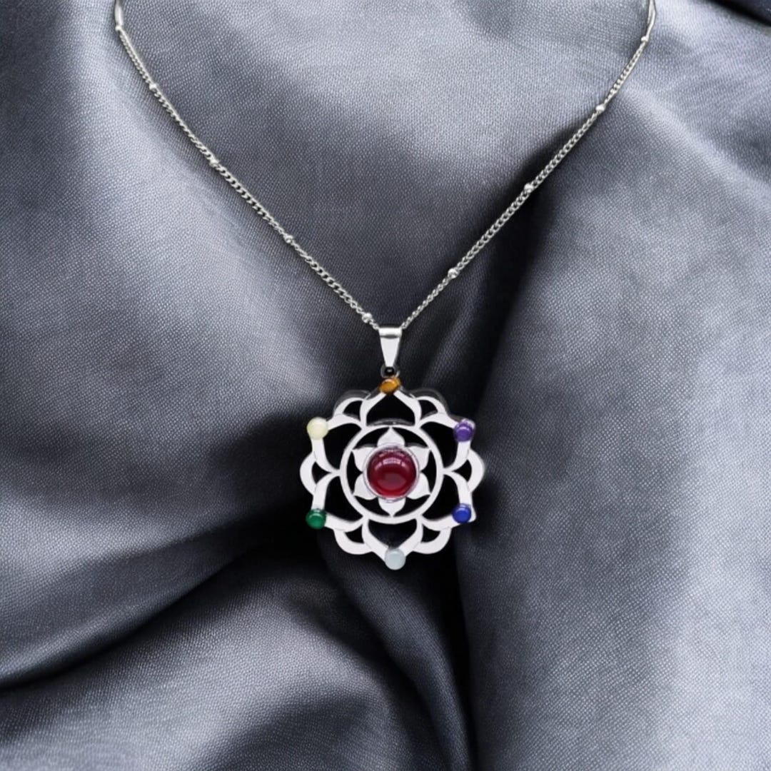 7 Chakra Sacred Geometry Metatron Necklace Flower of Life Stainless ...