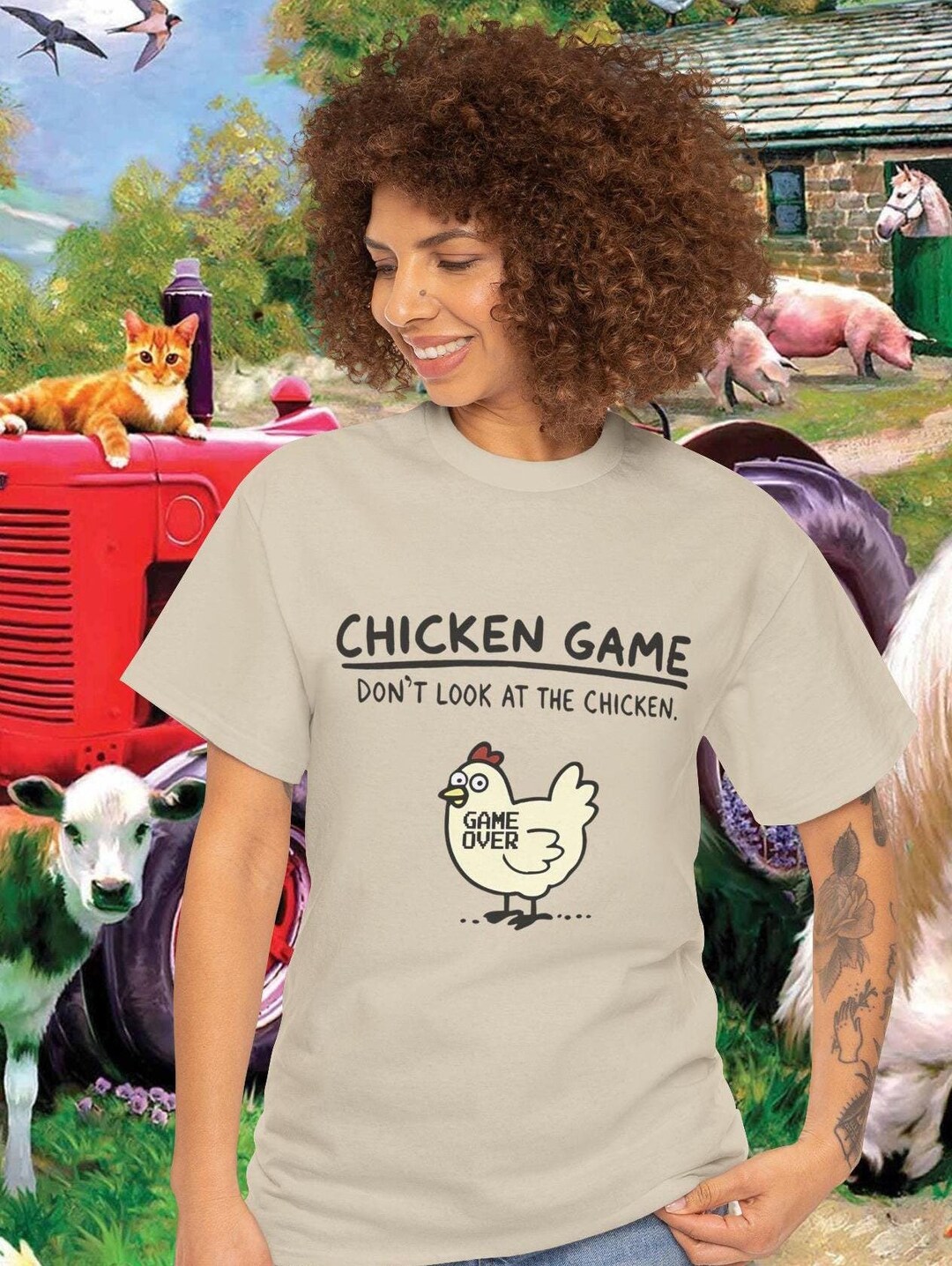 Chicken Game Over T-shirt Funny Animal Tee Punny Shirt Chicken Humor ...