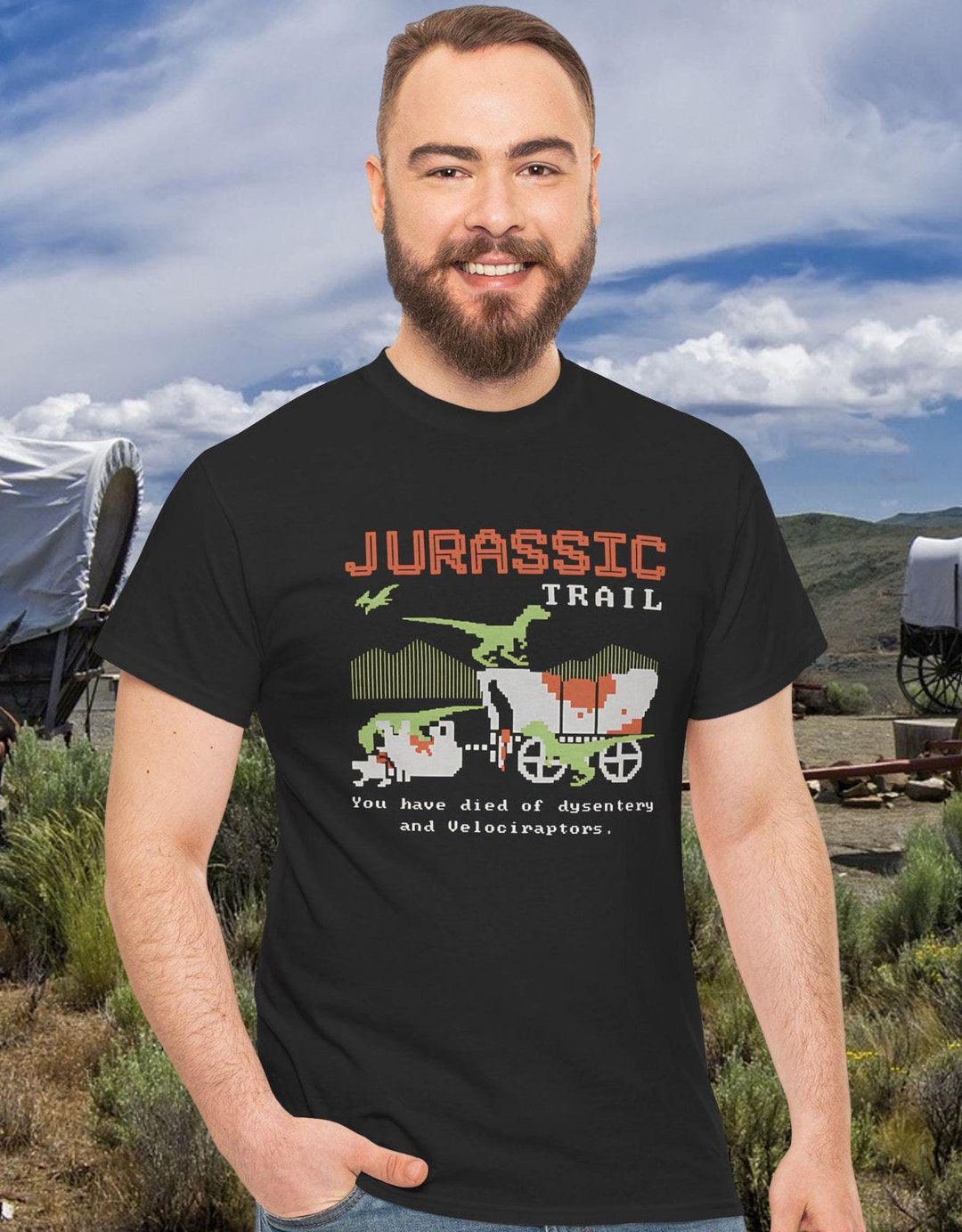 8-bit Oregon Trail Velociraptor T-shirt: Dino Dysentery Gamer Tee - Etsy