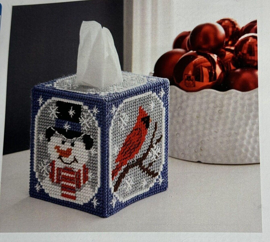 Mary Maxim Plastic Canvas Needlepoint Kit Let It Snow Tissue Box Cover ...