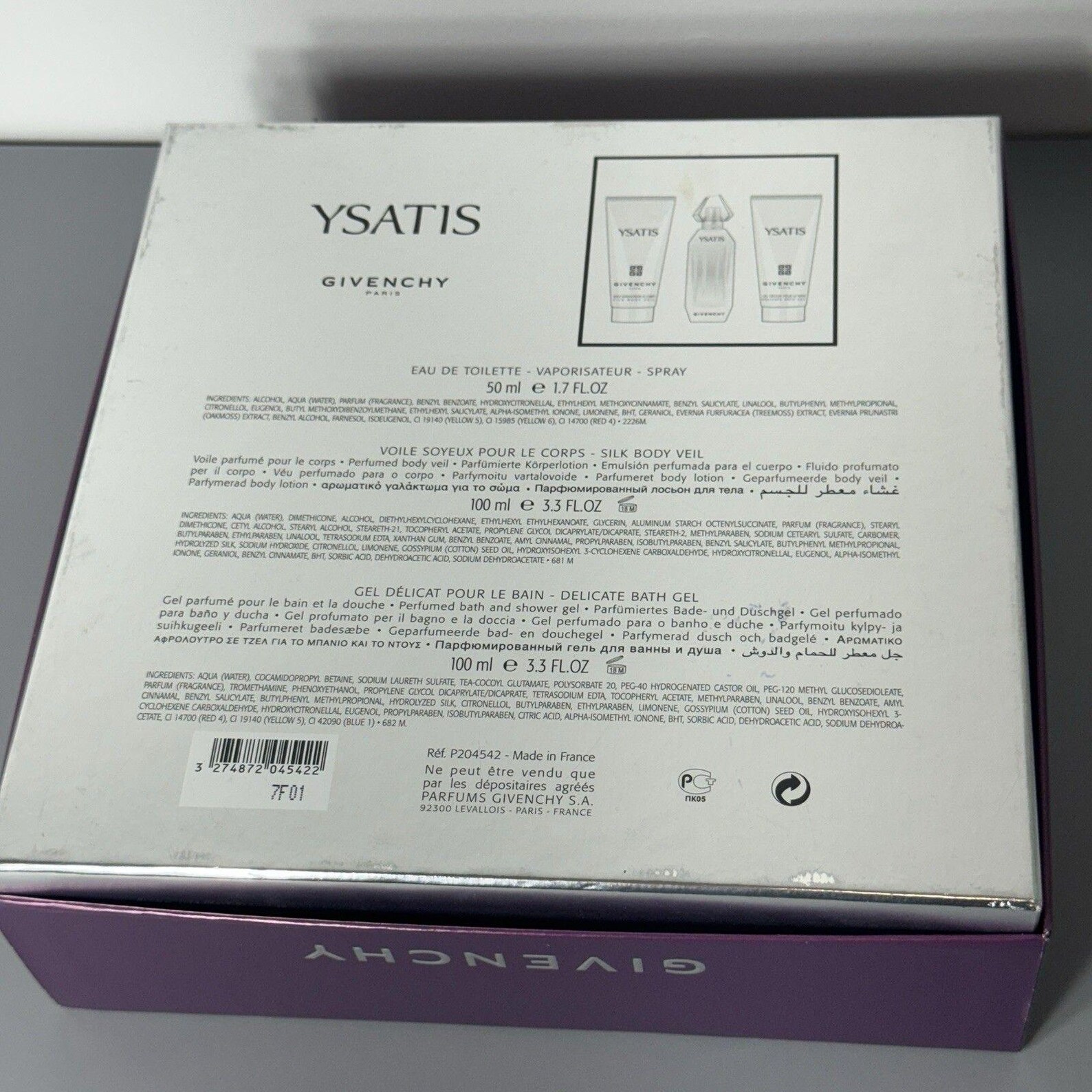 Givenchy Ysatis 3 Piece Gift Set Eau De Toilette Silk Body Veil Bath ...