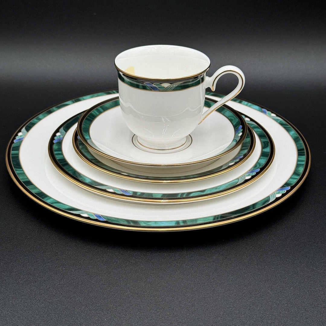 Lenox Kelly Debut Green 5 Piece Setting Dinner Salad Butter Plates Cup ...