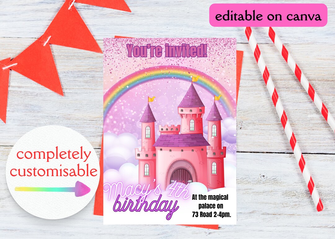 Editable Princess Party Invite - Etsy