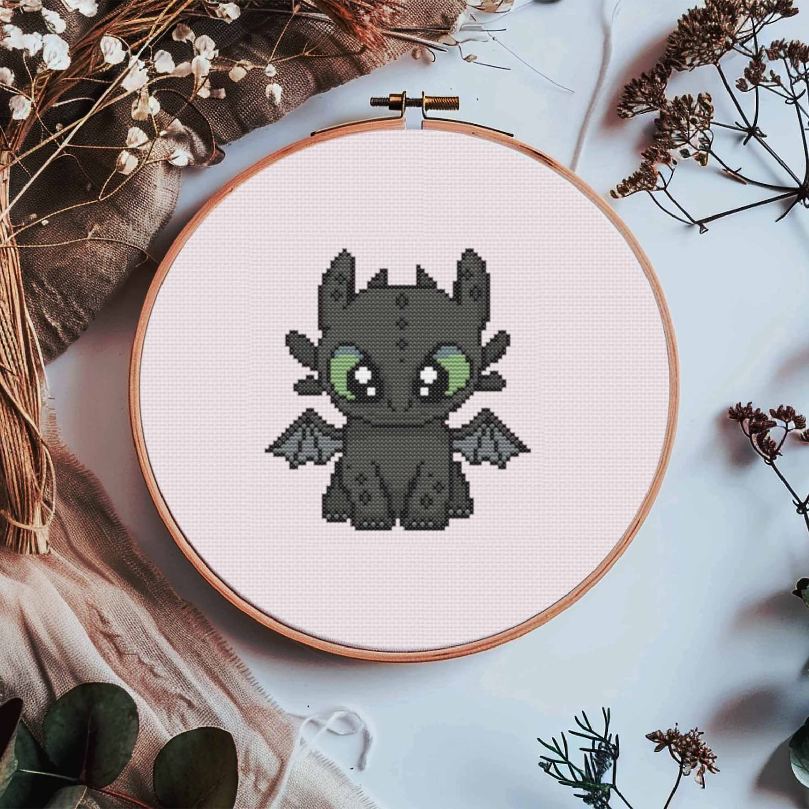 Toothless Cross Stitch Pattern: Modern Embroidery Design (PDF Pattern ...