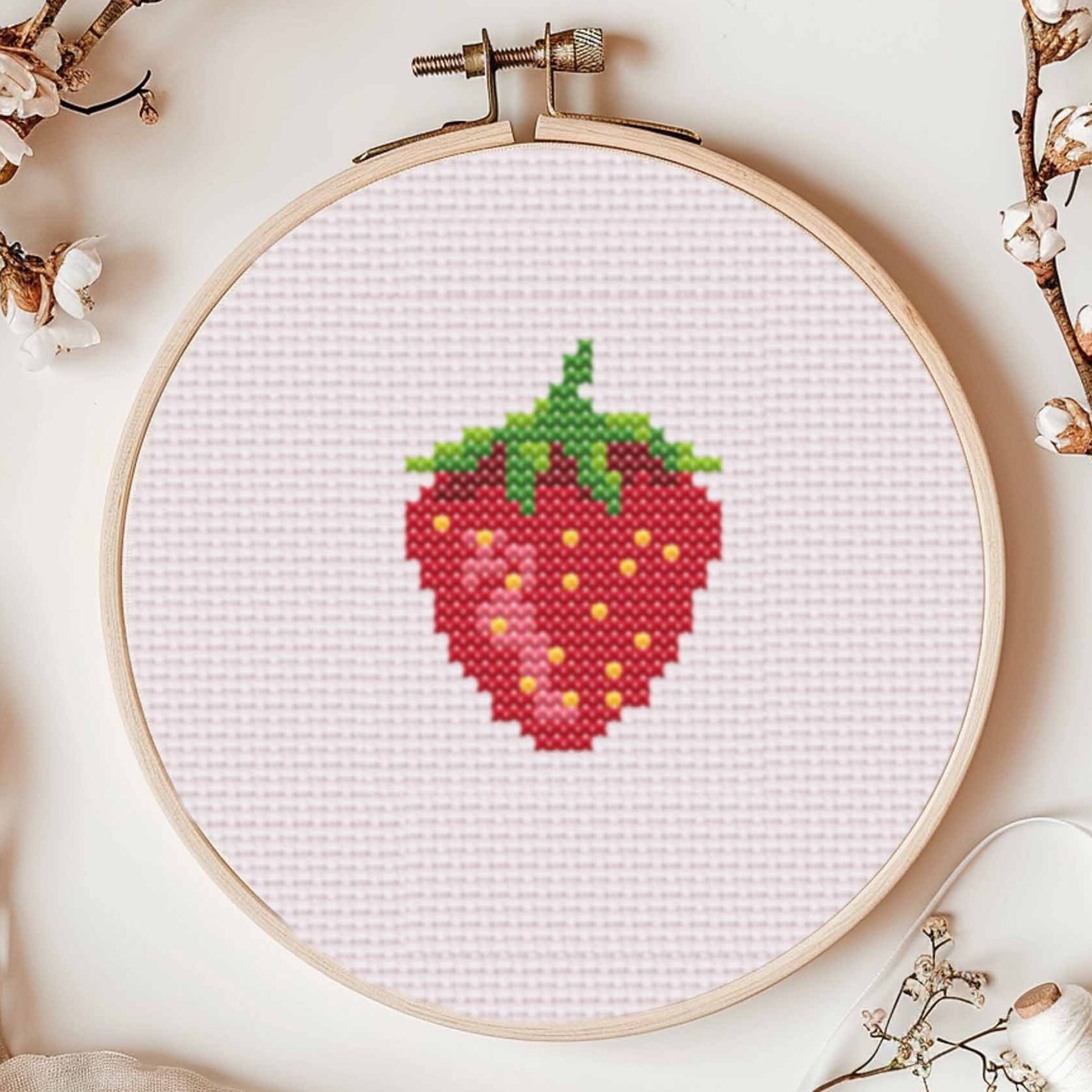Strawberry Cross Stitch Pattern PDF Easy for Beginners Pattern Instant ...
