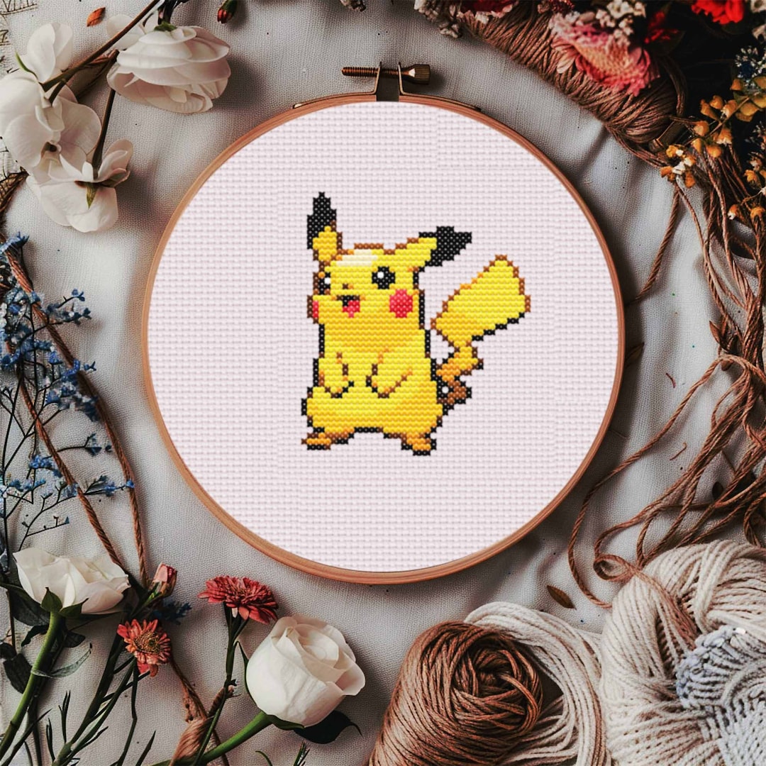 Pikachu Cross Stitch Pattern PDF Instant Download Modern Cross Stitch ...