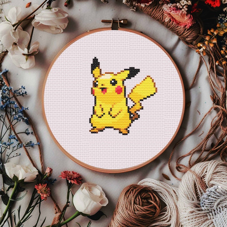 Pikachu Cross Stitch Pattern PDF Instant Download Modern Cross Stitch ...