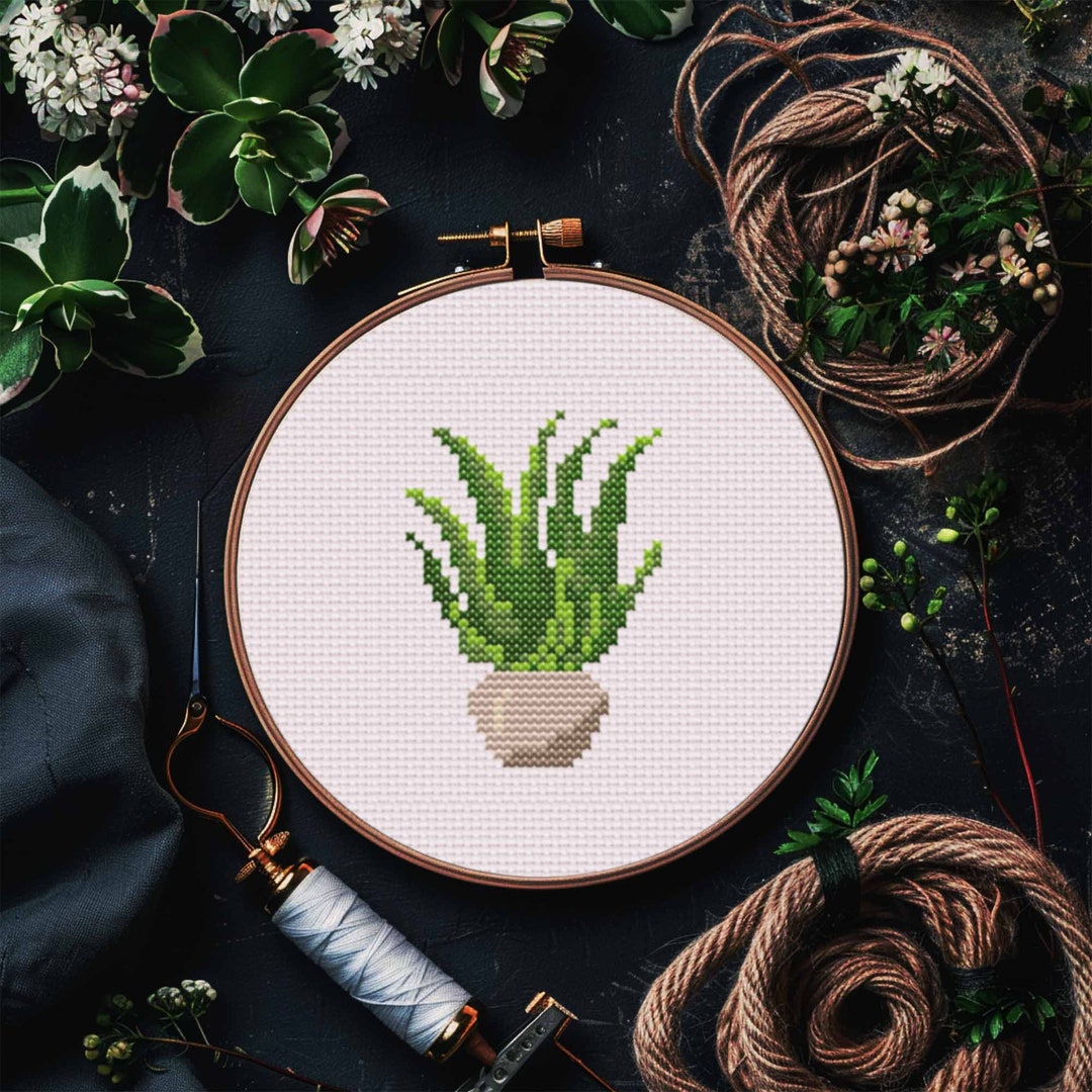 Aloe Cross Stitch Pattern: Modern Greenery Plant (PDF Pattern) - Etsy