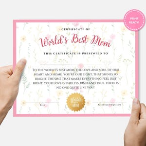 Best Mom Certificate, Printable Mother's Day, World's Best Mom, Best ...