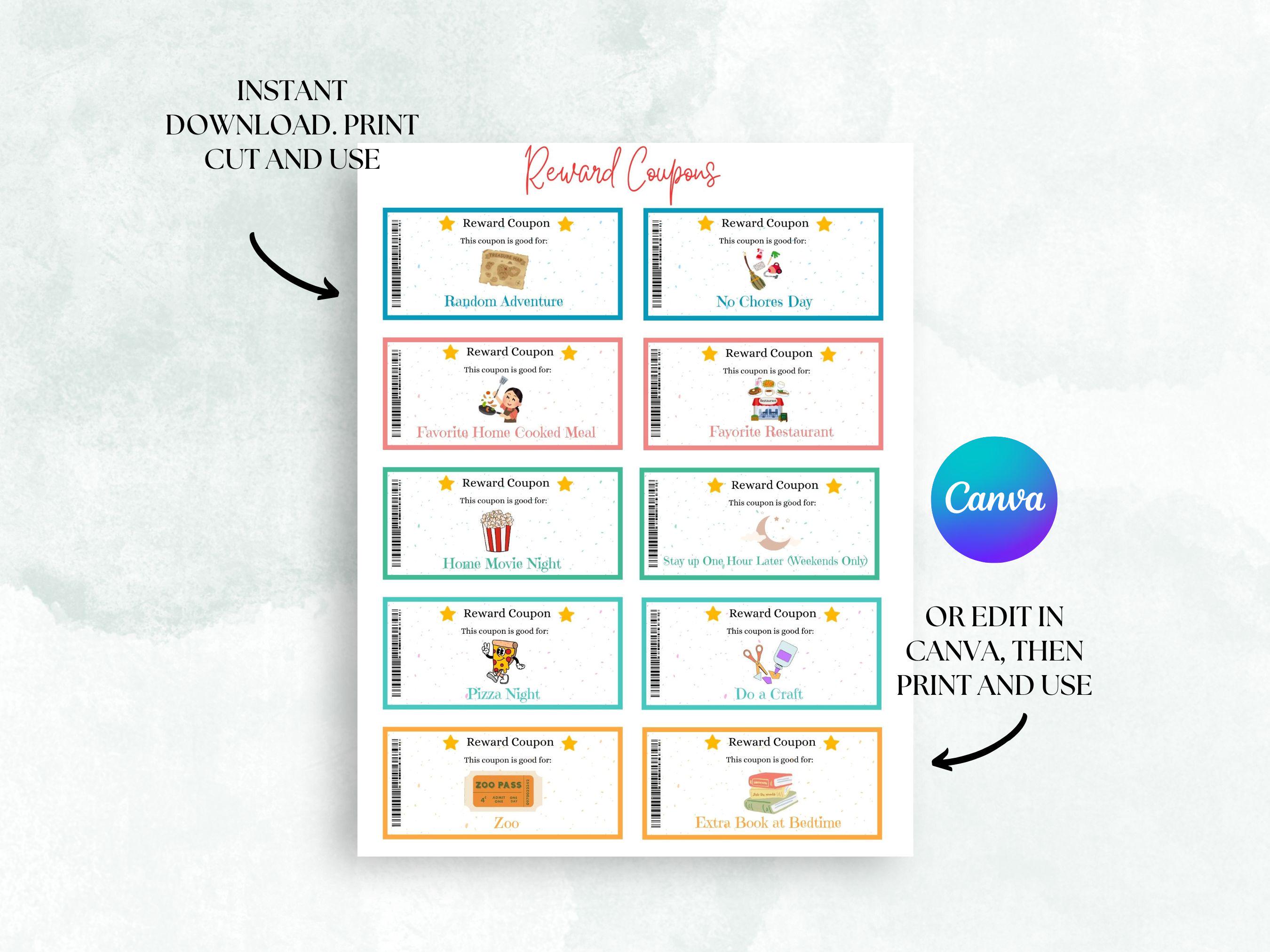 Creative Kids Coupon Book, Customizable Reward Vouchers for Kids ...