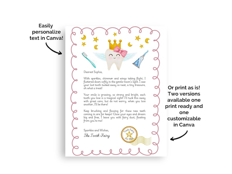 Magical Tooth Fairy Bundle: Personalized Letter and Door Hanger! Make ...