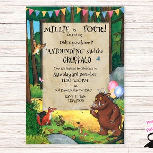 Editable Gruffalo Birthday Invitation Template, Julia Donaldson ...