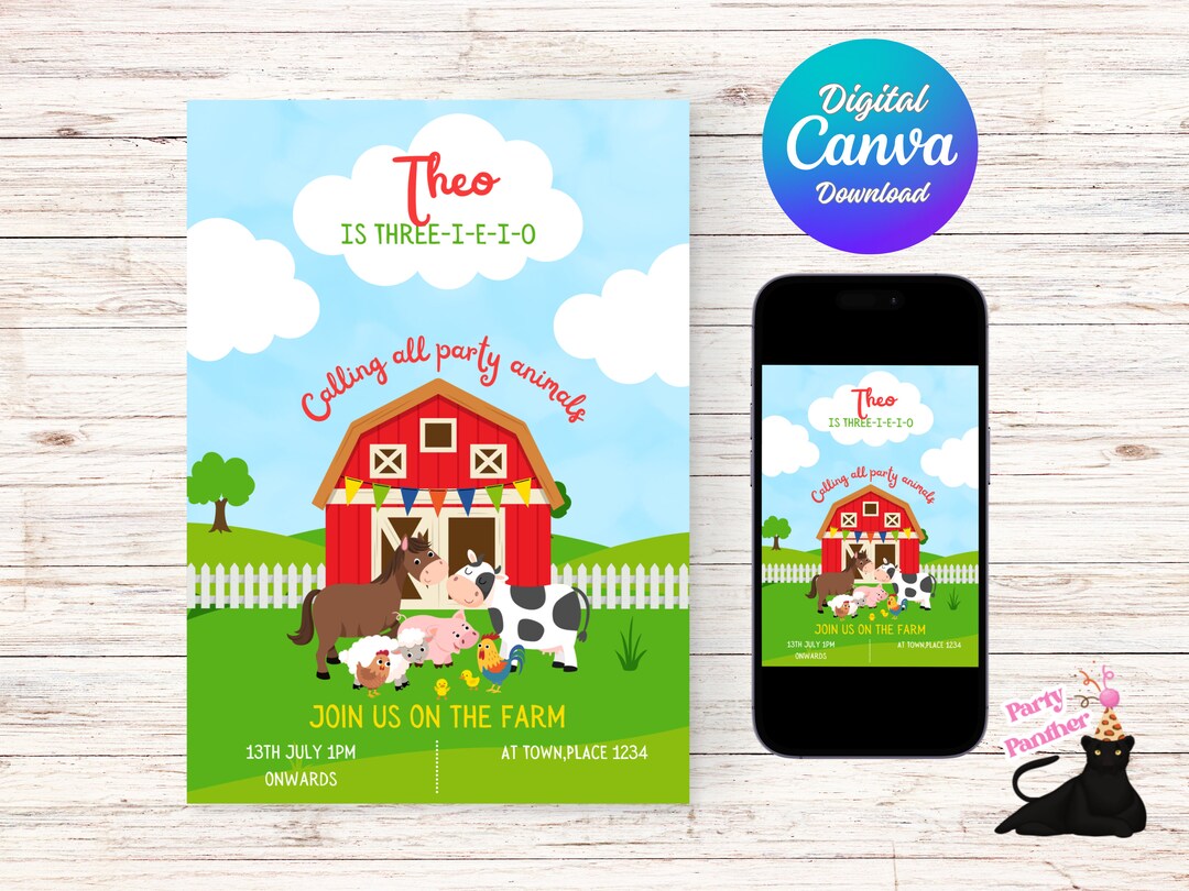 Editable Farm Party Birthday Template , Barn Party Birthday Printable ...