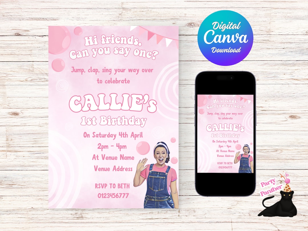 Editable Ms Rachel First Birthday Template , Girls First Birthday Miss ...