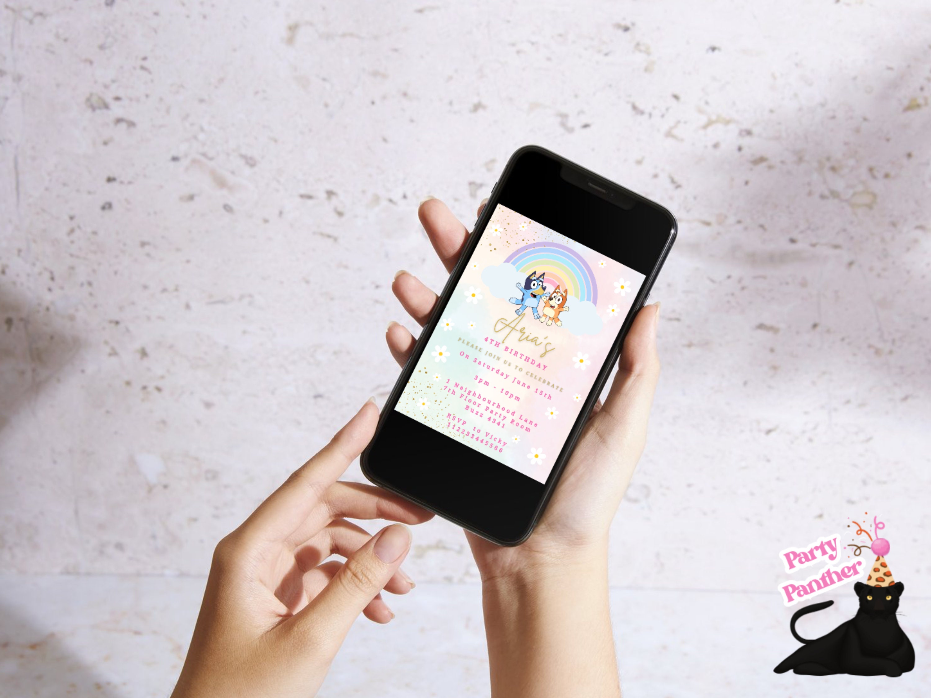 Editable Girly Bluey Party Birthday Template , Bluey Bingo Pastel ...