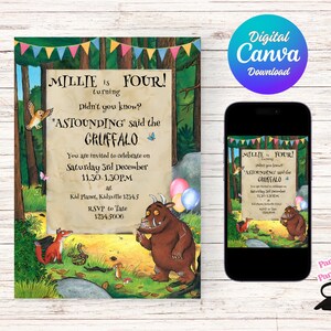 Editable Gruffalo Birthday Invitation Template, Julia Donaldson ...