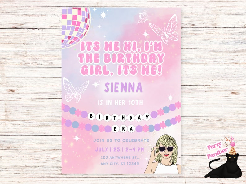 Editable Taylor Swift Birthday Invitation Template, Swiftie Printable ...