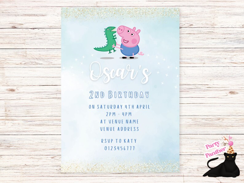 Editable George Pig Party Birthday Template, Boys Peppa Pig Birthday ...