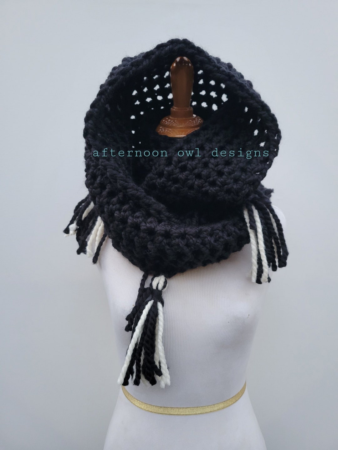 Wednesday Addams Inspired Snood Enid Scarf Infinity Scarf With Black ...
