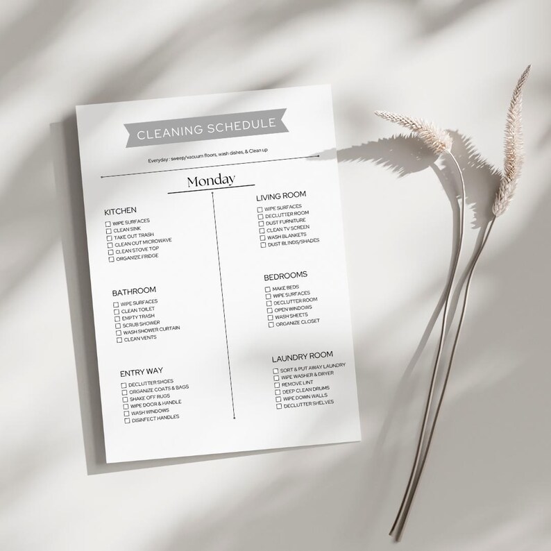 Cleaning Checklist Template | US Letter | Edit in Canva | Minimalist ...