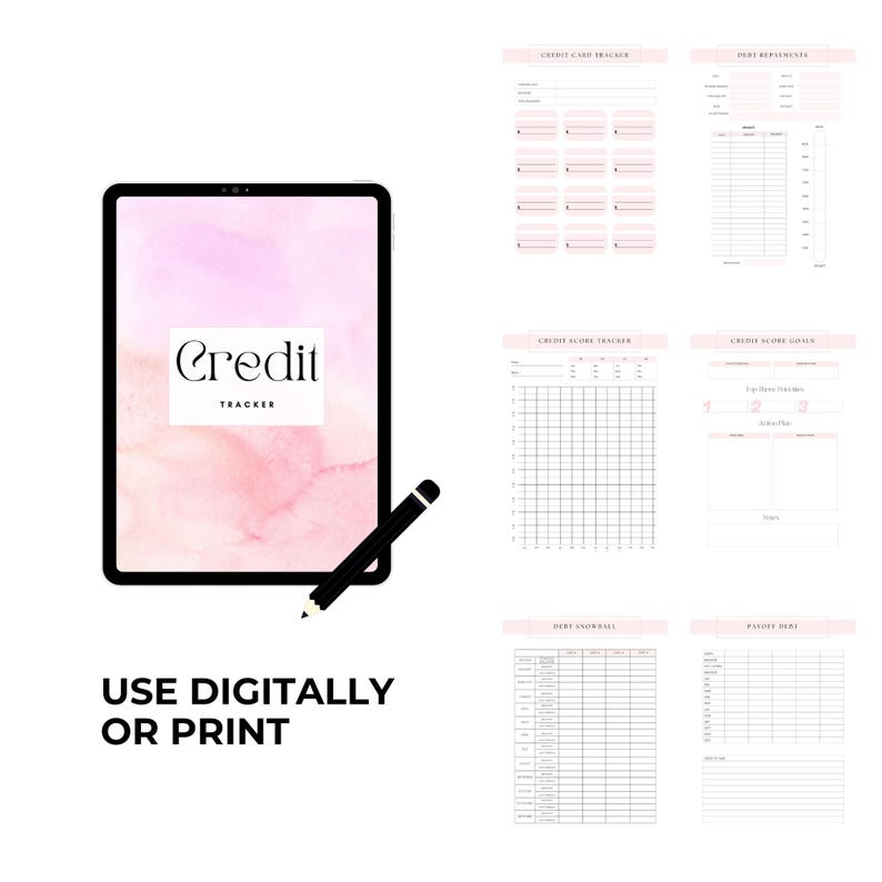 Credit Tracker Printable + Digital | Monitor and Boost Your Credit ...