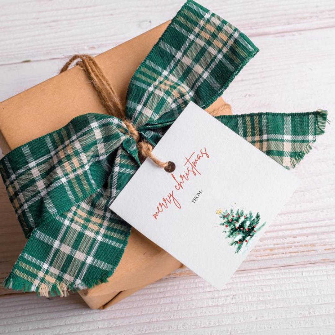 Printable Square Gift Tags Set of 4 Bundle Watercolor Christmas Tree ...