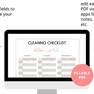 Cleaning Checklist Editable Fillable Digital Printable for Goodnotes ...