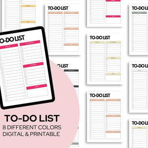 Printable To-do List Bundle - Digital Download in 8 Colors - Perfect ...