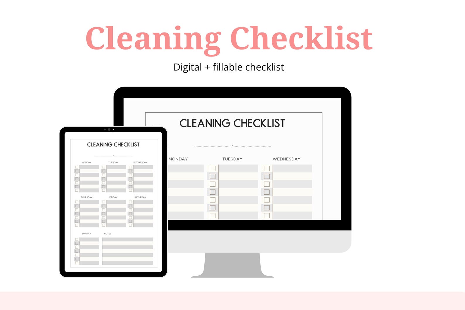 Cleaning Checklist Editable Fillable Digital Printable for Goodnotes ...