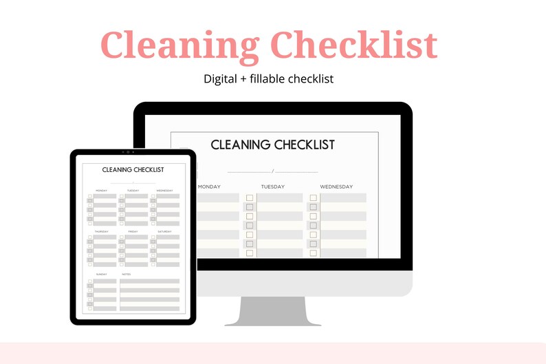 Cleaning Checklist Editable Fillable Digital Printable for Goodnotes ...