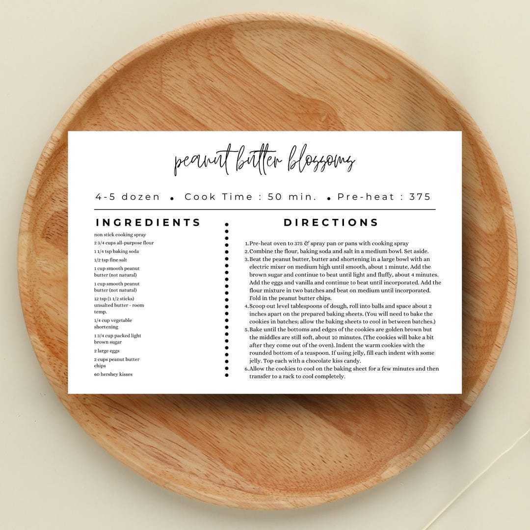 Editable Recipe Card Template | Minimalist Recipe Card | Canva Recipe ...