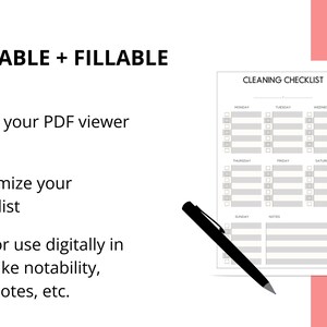 Cleaning Checklist Editable Fillable Digital Printable for Goodnotes ...