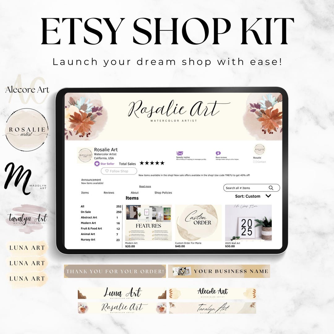 Etsy Shop Rebranding Kit | Brown Aesthetic Canva Templates | Editable ...