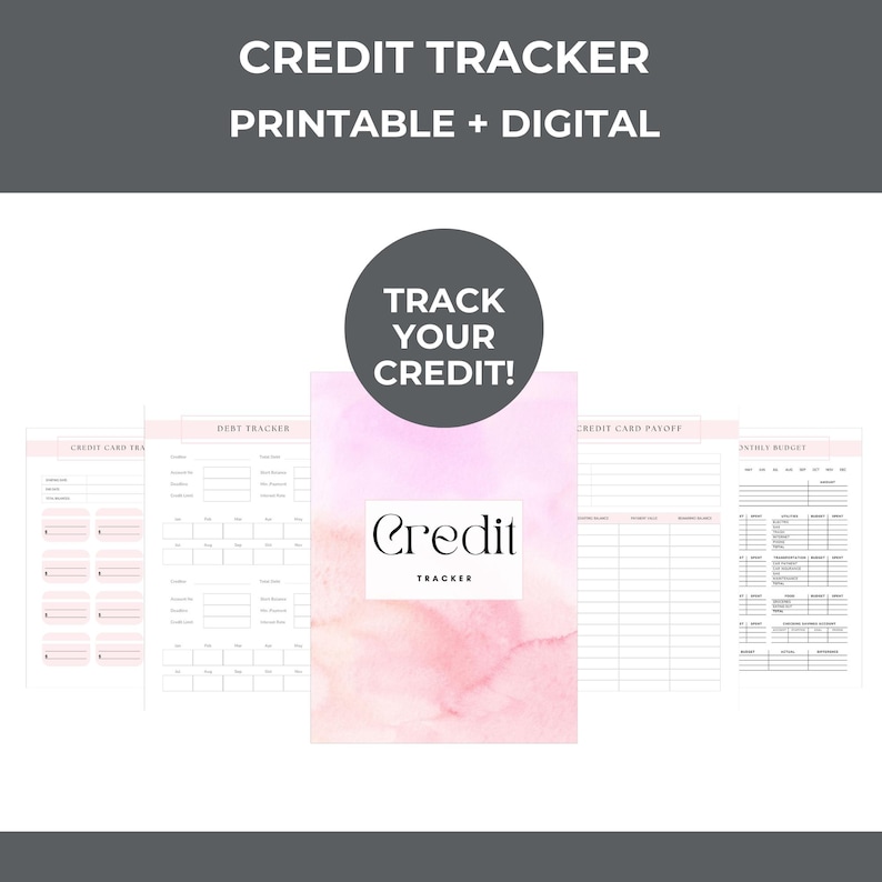 Credit Tracker Printable + Digital | Monitor and Boost Your Credit ...