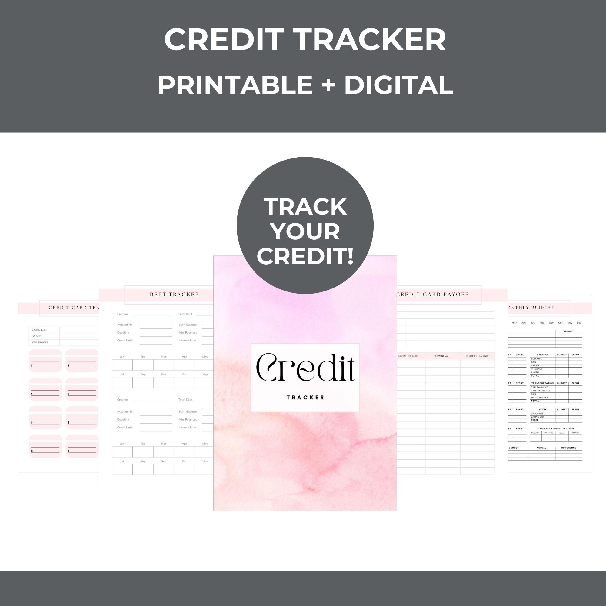 Credit Tracker Printable + Digital | Monitor and Boost Your Credit ...
