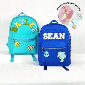 Sewn Patches Backpack Personalized Nylon Backpack With Patch Chenille ...