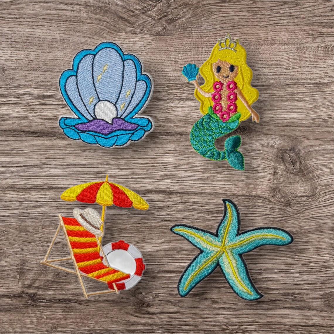 Shell Mermaid Patches Seashell Pearl Summer Beach Patch Cartoon DIY for ...