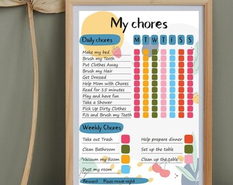 Tableau des tâches ménagères pour les enfants Imprimable Tableau des ...