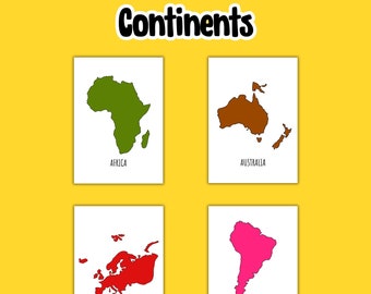 Montessori World Map CONTINENTS Educational Preschool Coloring Pages ...