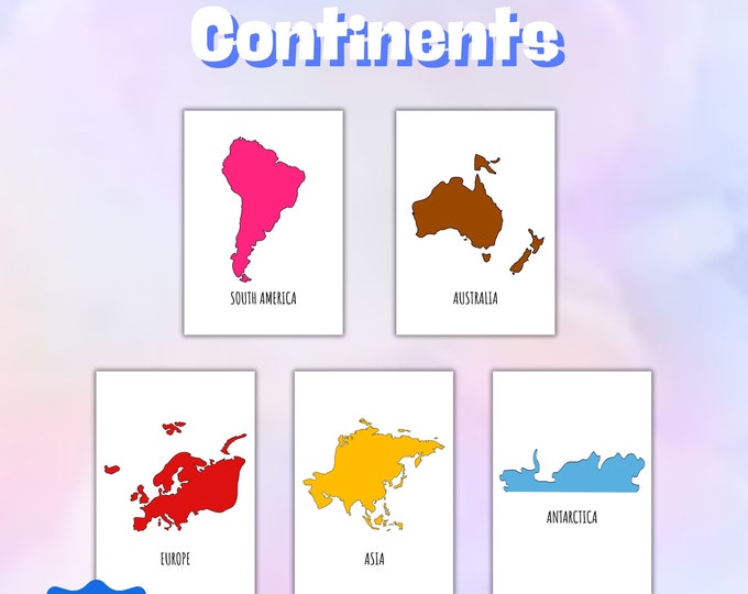 Montessori World Map CONTINENTS Educational Preschool Coloring Pages ...