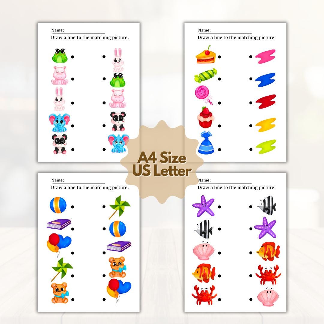 15 Preschool Matching Files Kids Printable Toddler Worksheet Comparison ...