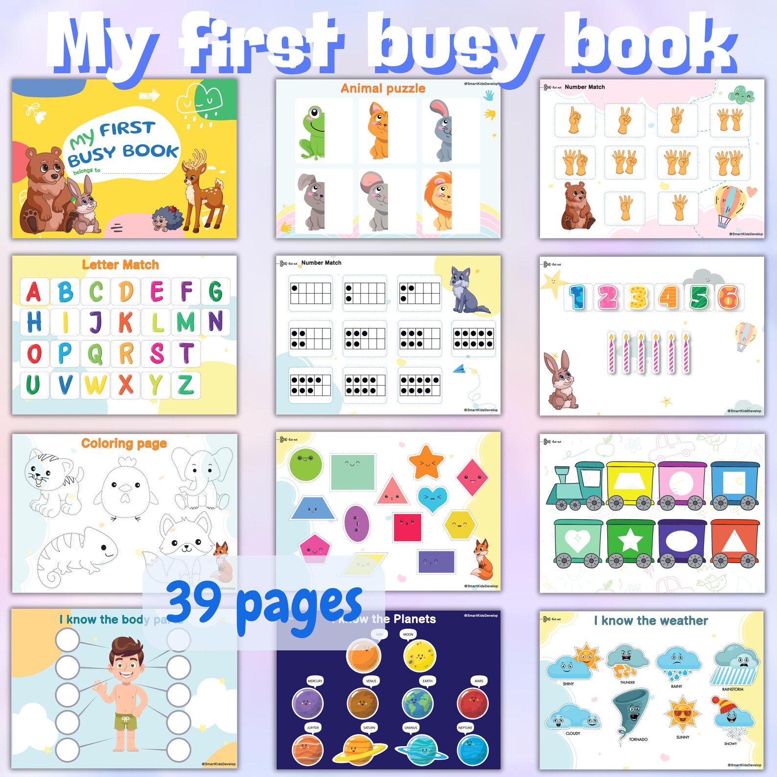 Printable Toddler Busy Book, Quiet Book, Montessori Materials Preschool ...