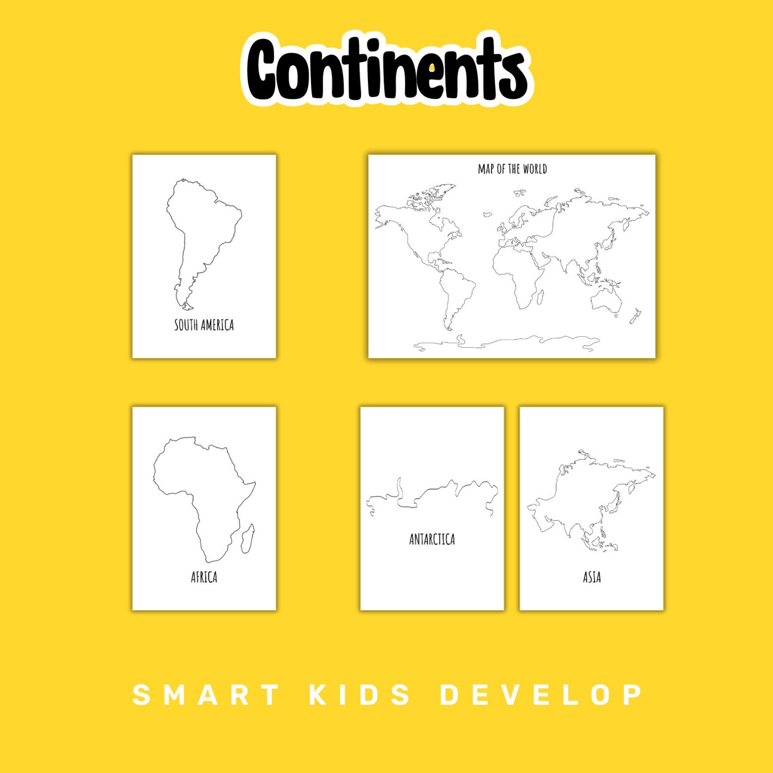 World Map CONTINENTS Educational Preschool Coloring Pages Homeschool ...