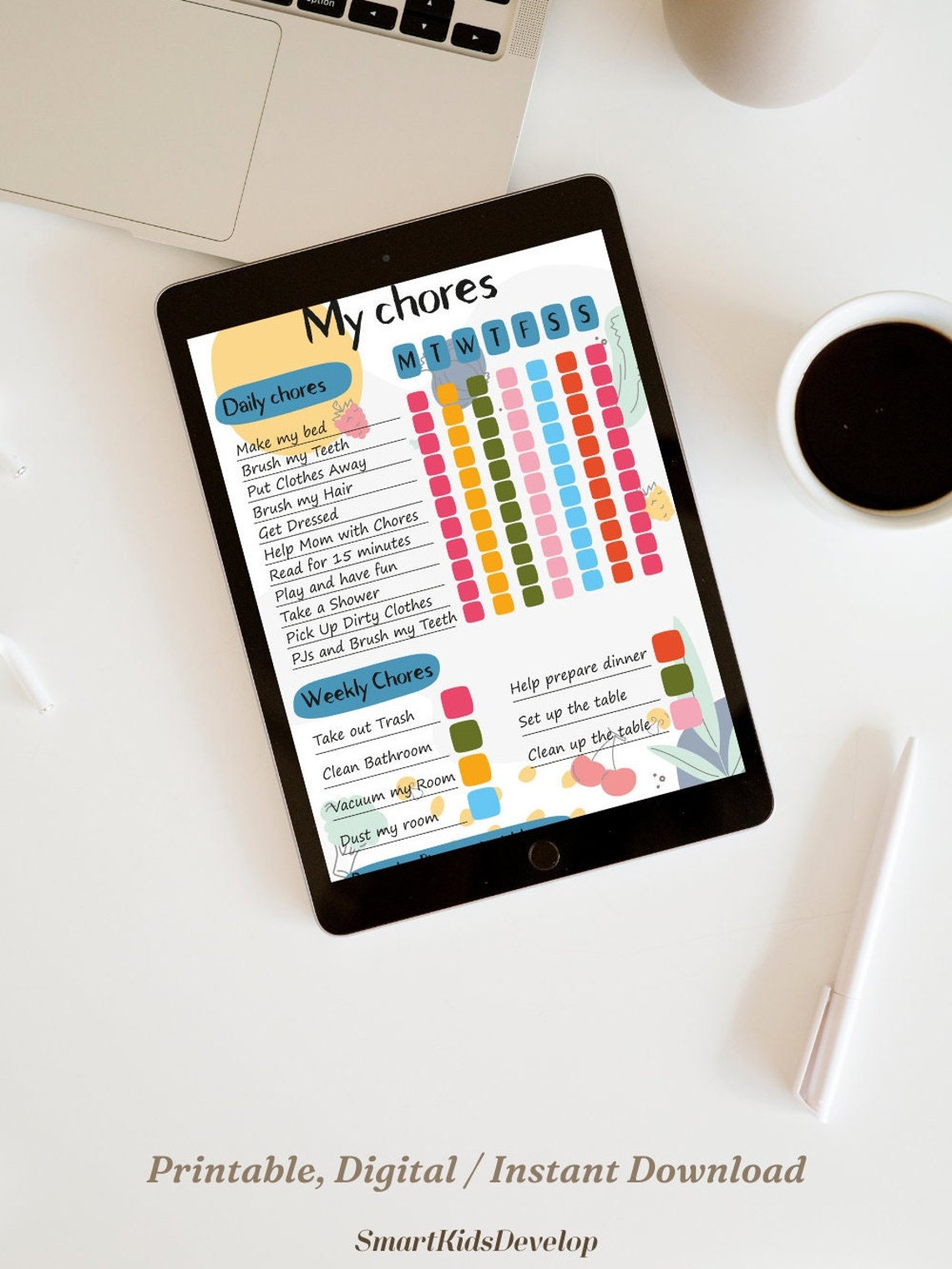 Tableau des tâches ménagères pour les enfants Imprimable Tableau des ...